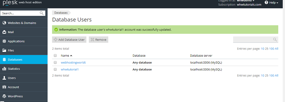 Plesk Database Tutorial Web Hosting World 3903